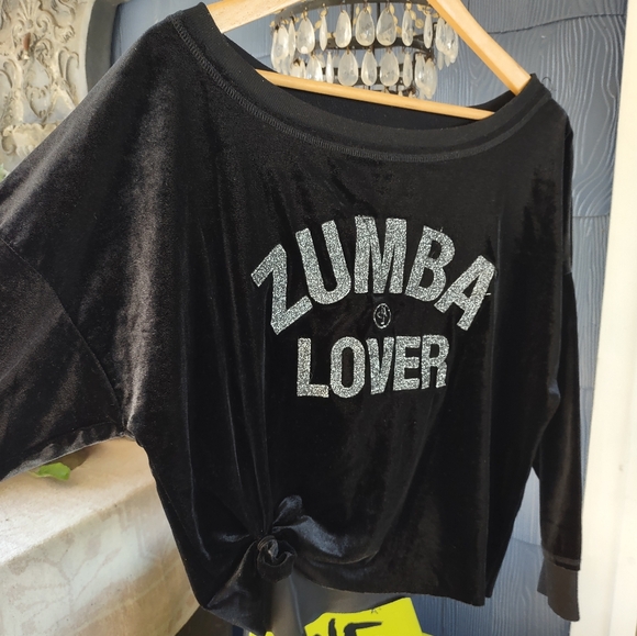 Zumba Fitness | Tops | Zumba Black Velvet With Silver Embroidery Wide ...